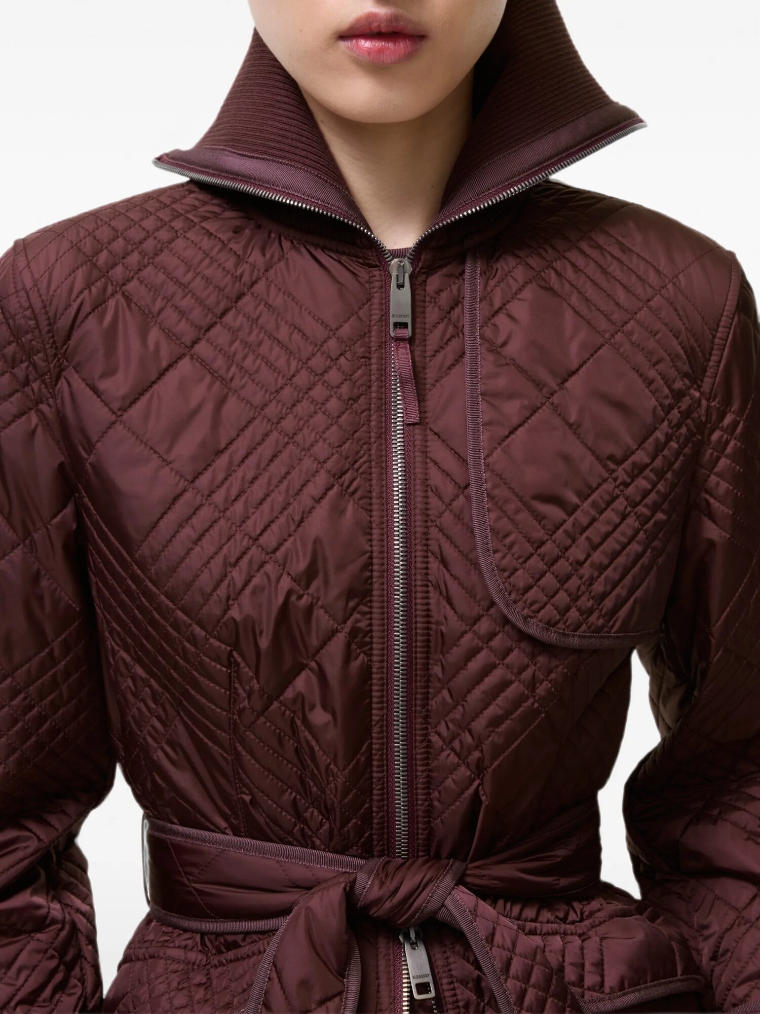 Куртка BURBERRY Micro Check-stitch nylon Abbeydale jacket, размер L, Rouge Red — фото 1