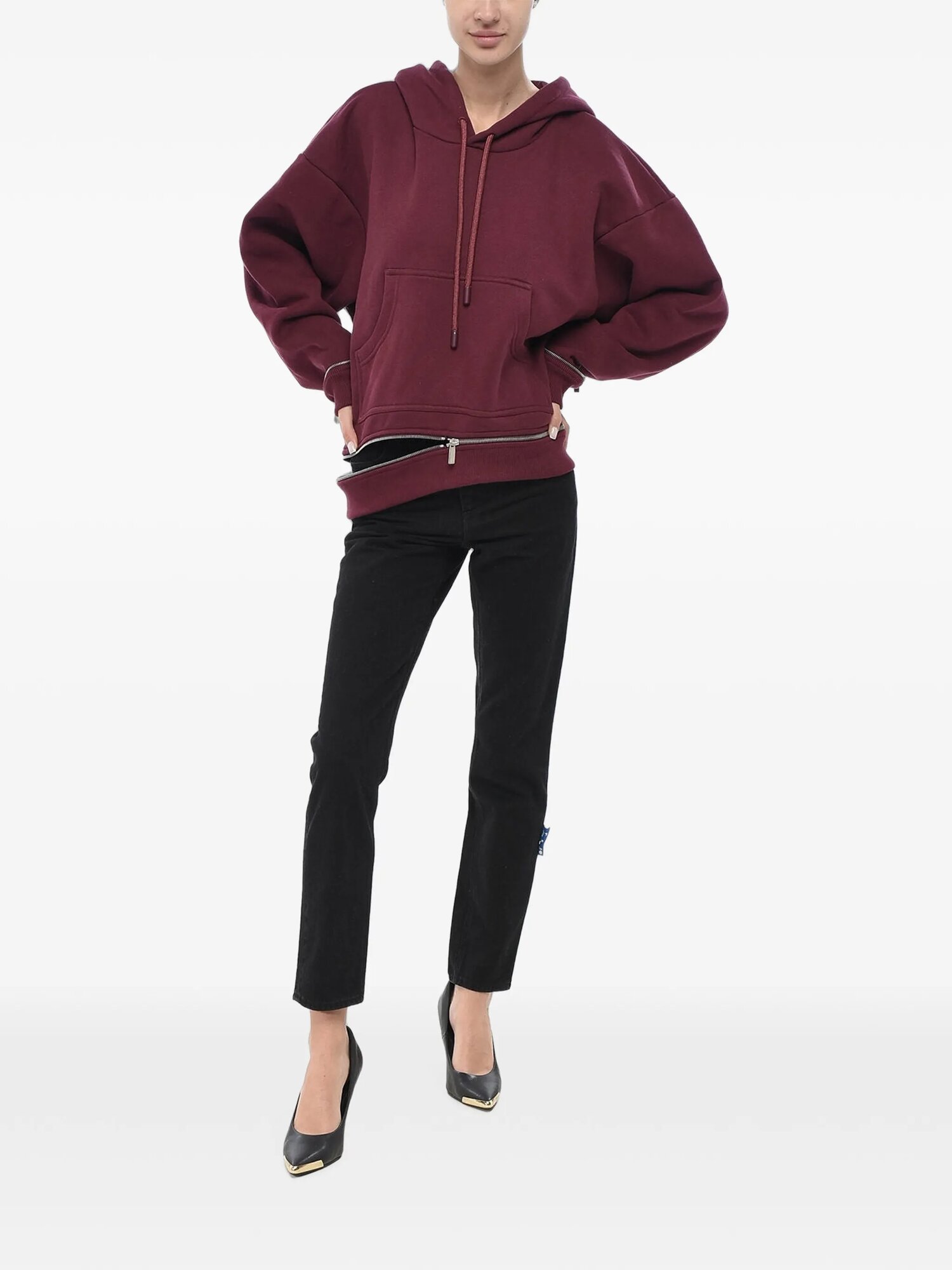 Худи Off-White Zip-hem drawstring hoodie, размер 40, , red — фото 1