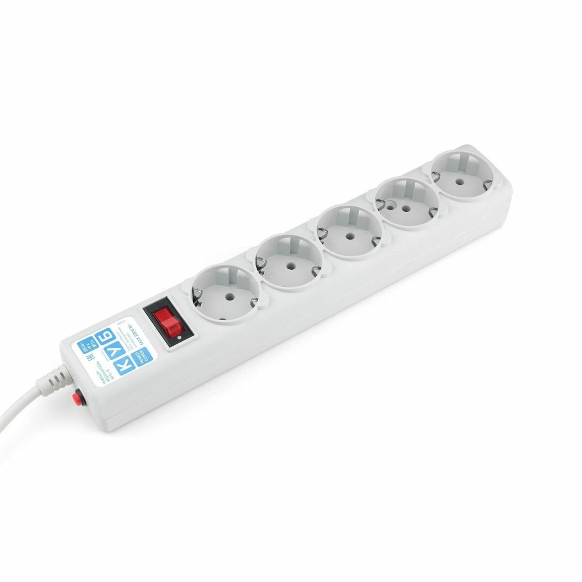 Фильтр-удлинитель Power Cube SPG-B-6 5 розеток, серый, 1.9 м, 10 А/2,2 кВт, 3*0.75 мм