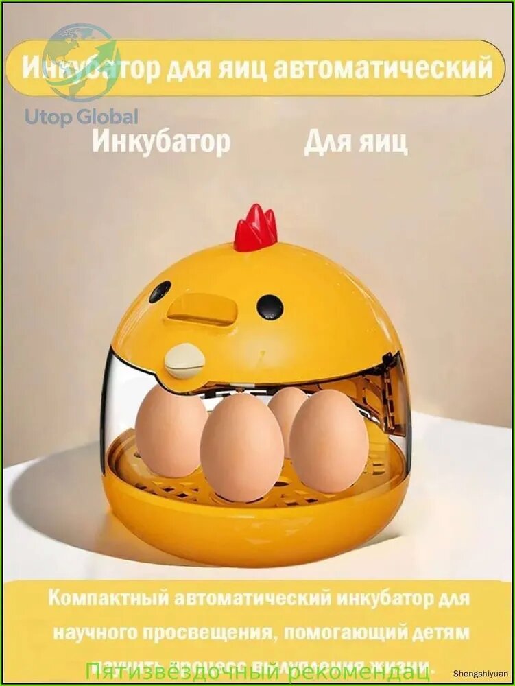 Инкубатор для 4 куриных яиц автоматический, домашний / Инкубатор для перепелиных яиц