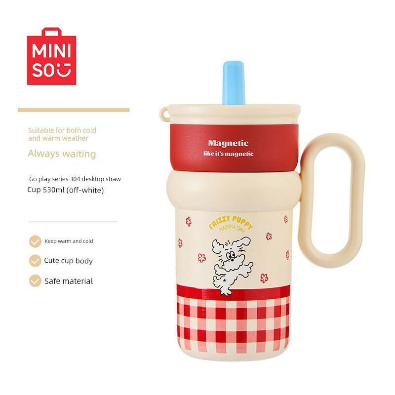 Термос-бутылка MINISO Play Series 304 в форме пули с ручкой, маленькая, для молока, для рабочего стола Настольная