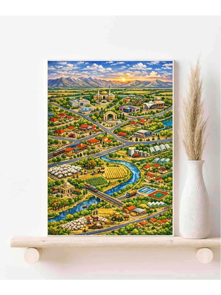 Уджар, Азербайджан, Fantasy Map, Карта, Плакат 30x42см