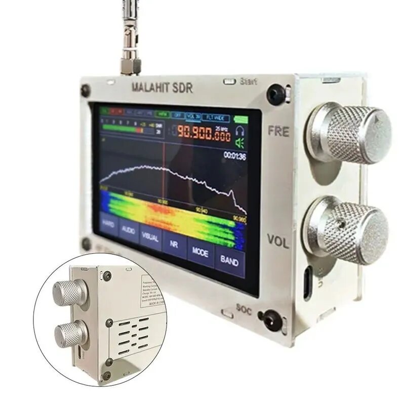 Malachite Pro Радиоприёмник портативный, 3,5 дюйма, 50 кГц 2 ГГц, USB/LSB/AM/NFM/WFM/CW/DSB, аккумулятор 2000 мА ч, белый