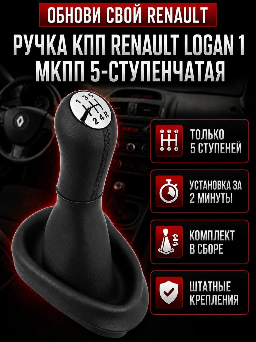 Ручка КПП с чехлом и рамкой Renault Logan 1 Sandero 1 Largus