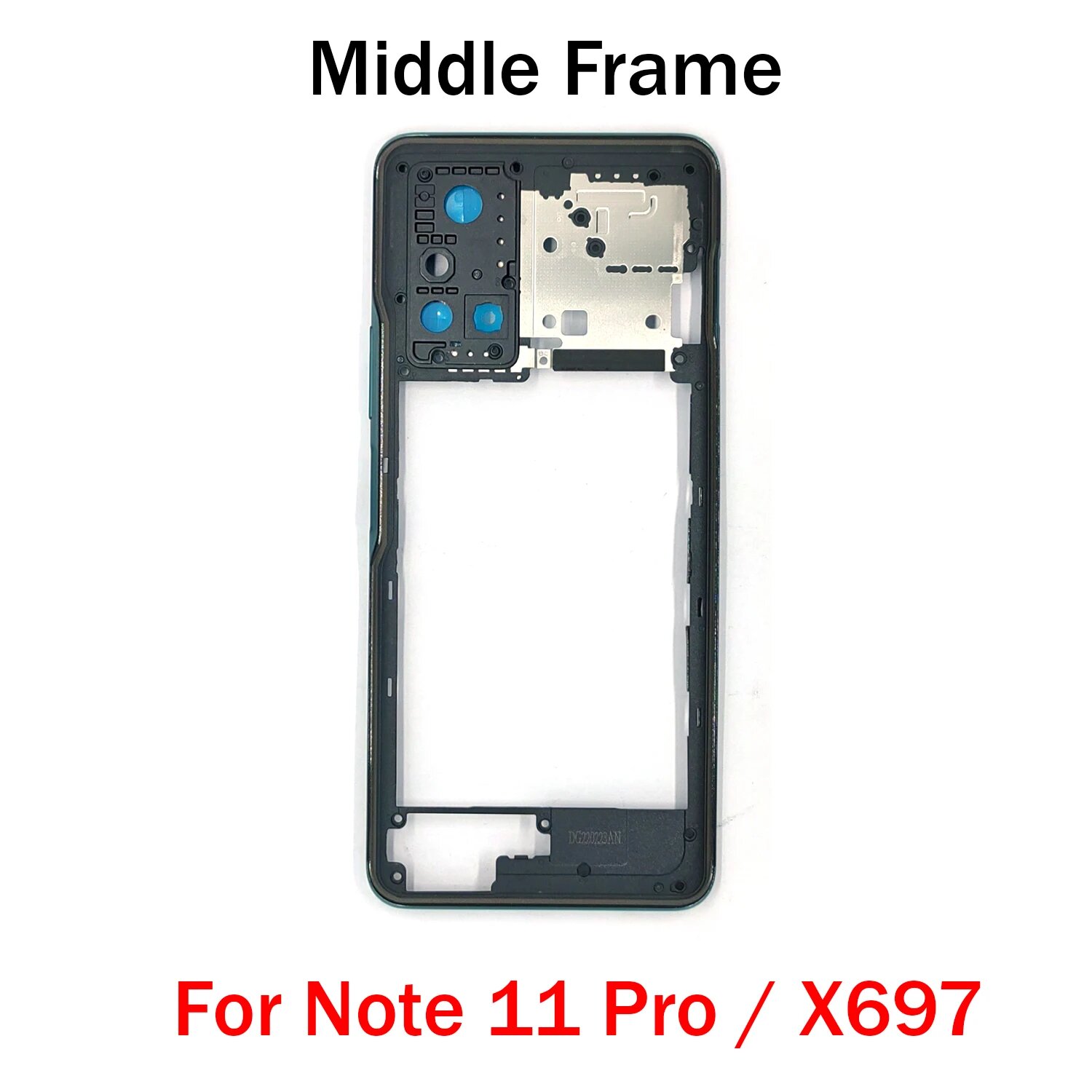 Для Infinix Note 11 Pro X697: средняя рамка корпуса с боковой кнопкой green