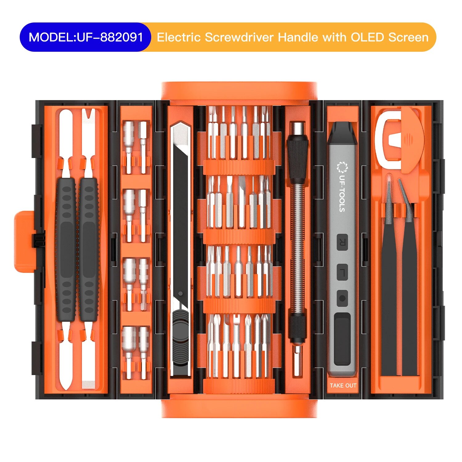Беспроводной шуруповерт UF·TOOLS 83-в-1 Electric Orange