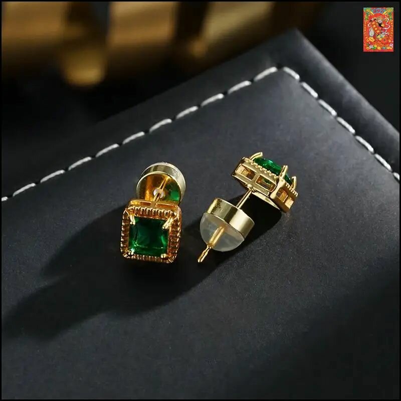 Серьги V-best, хрусталь, изумруд синтетический, green — фото 1