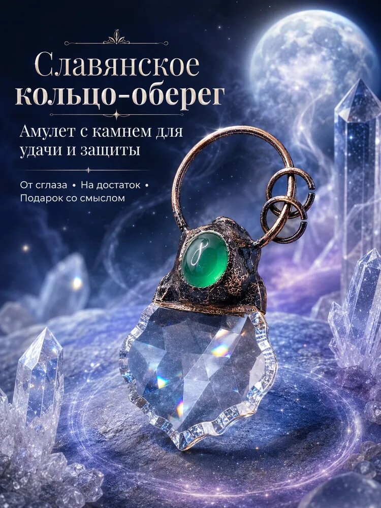 Кулон-амулет Кристальный лист с зелёной вставкой, винтажная подвеска-талисман на удачу и защиту, украшение унисекс, подарок