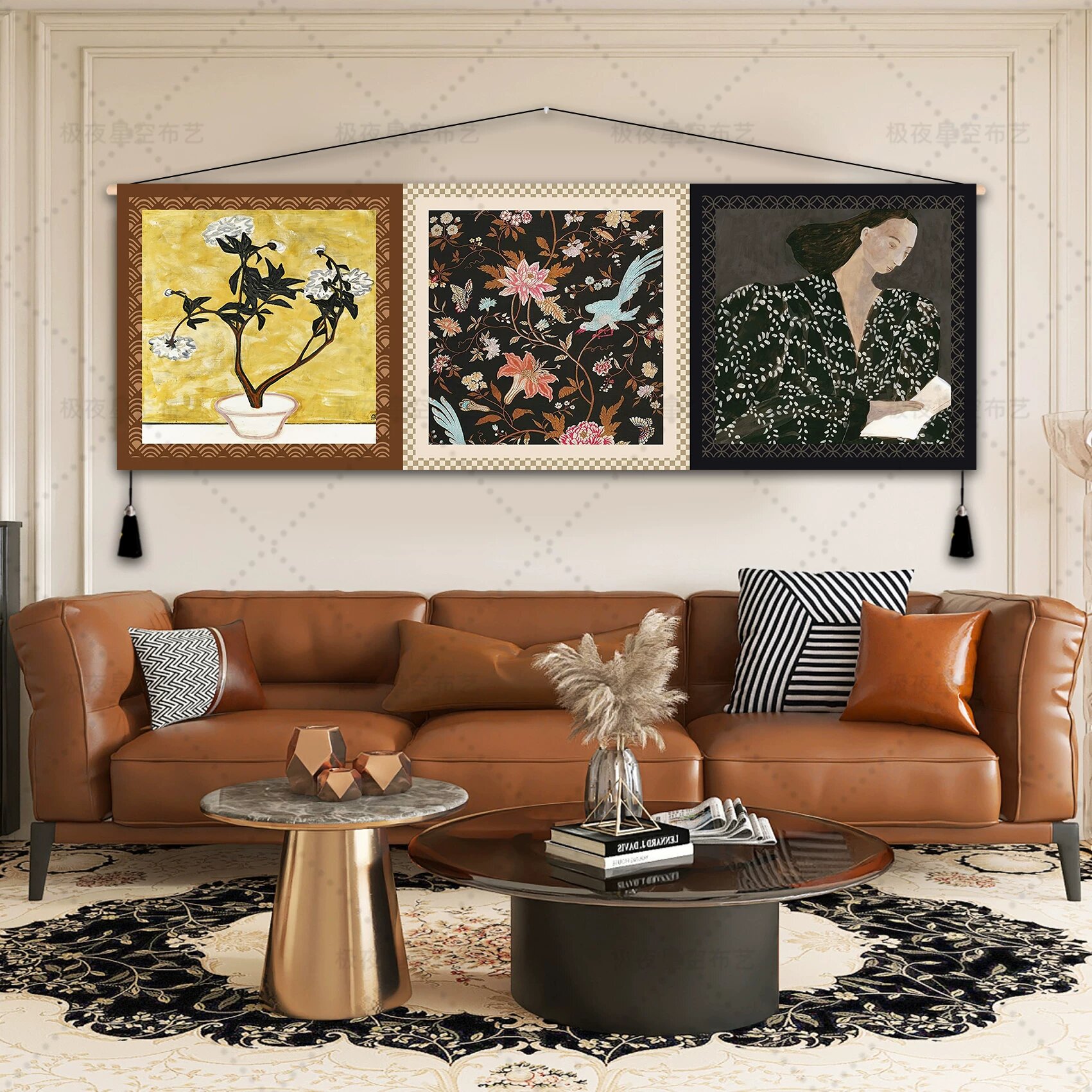 Винтажная настенная картина для спальни в французском стиле, 150x50 см, хлопково-льняная, утолщенная с аксессуарами