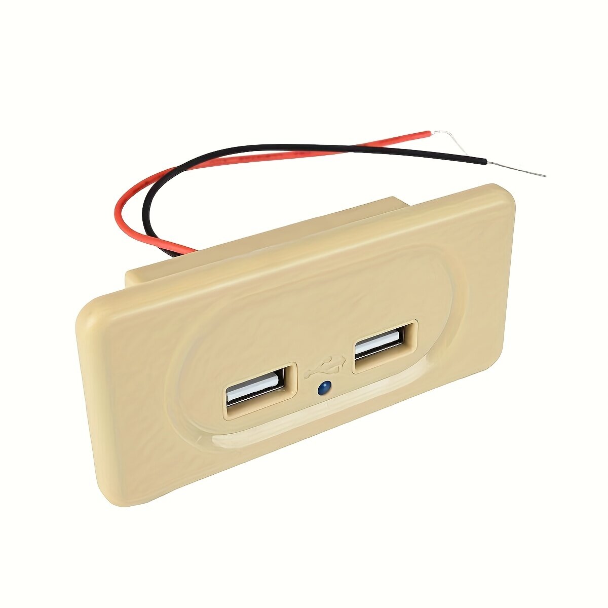 Панель розетки 12 В с двумя USB-портами для быстрой зарядки, бежевая, для мотоциклов, автомобилей и автодомов, без аккумулятора