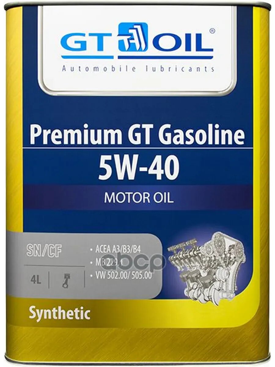 GT OIL Premium Gt Gasoline Sae 5W-40 Api Sm Син. 4 Л
