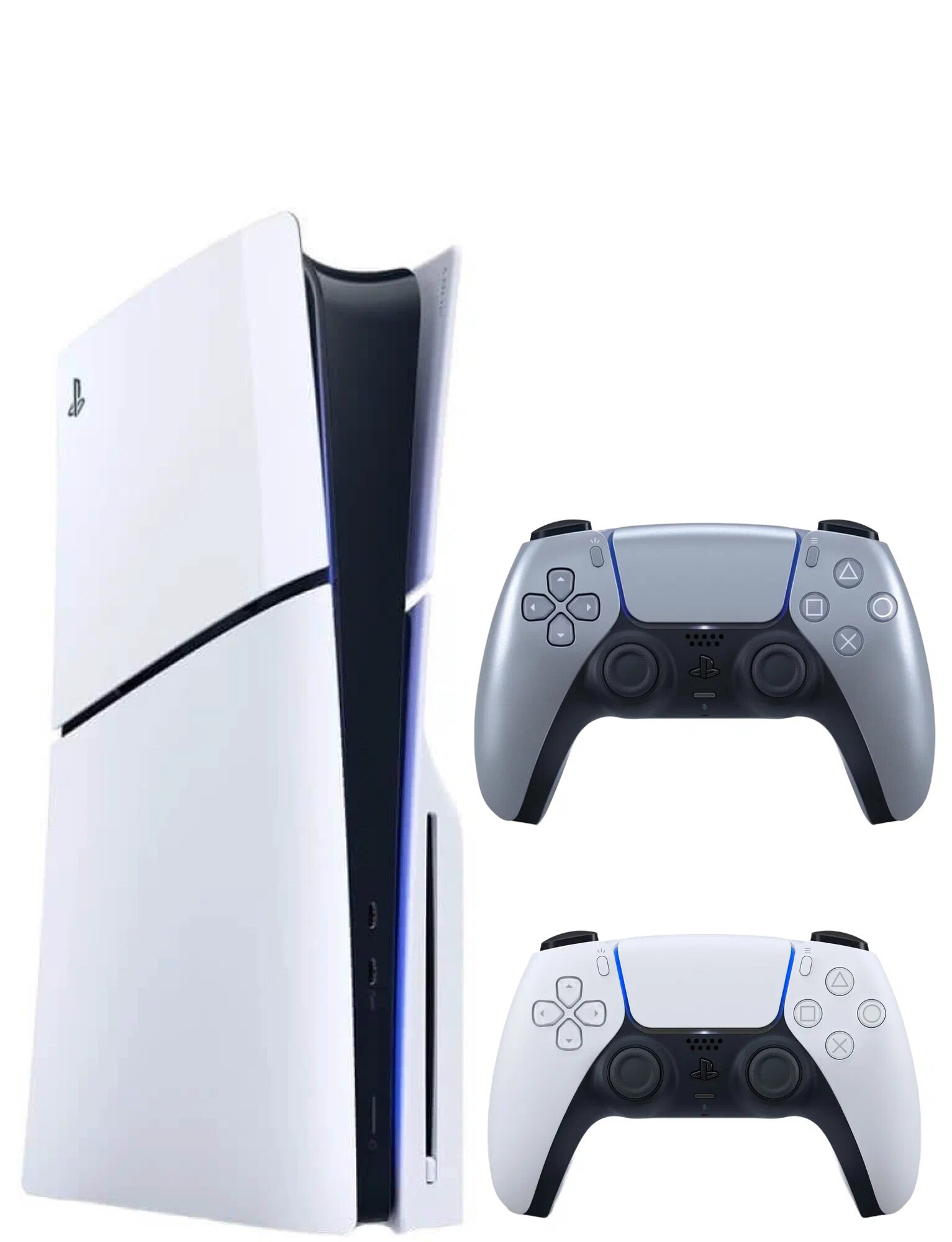 Игровая приставка Sony PlayStation 5 PS5 Slim , (с дисководом), 1000 ГБ SSD, без игр, белый (+1 серебристый геймпад)