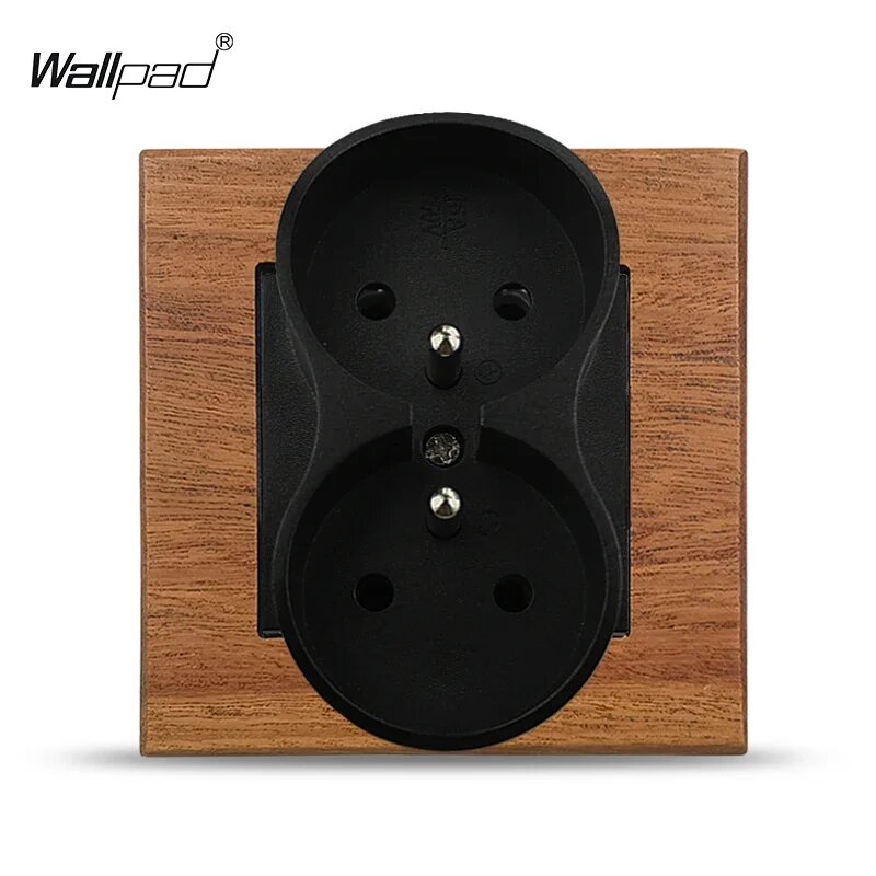 Деревянный настенный выключатель Wallpad 2 клавиши 86*86 мм Double French Socket