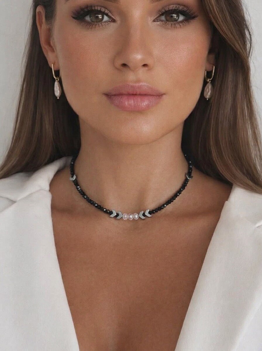 Чокер Императрица, хрусталь, гематит, длина 41 см, black — фото 1