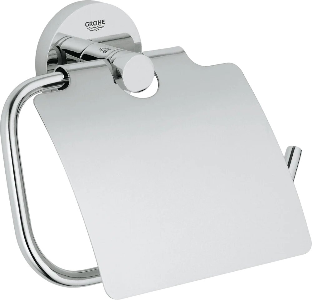 Держатель для туалетной бумаги Grohe Essentials 40367001 настенный, закрытый, хром, глянцевый, латунный, на шурупах, с комплектом для монтажа