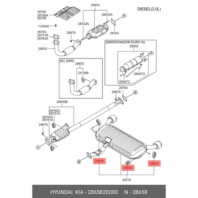 Крепление выхлопной трубы tucson HYUNDAI-KIA-MOBIS 286582E000