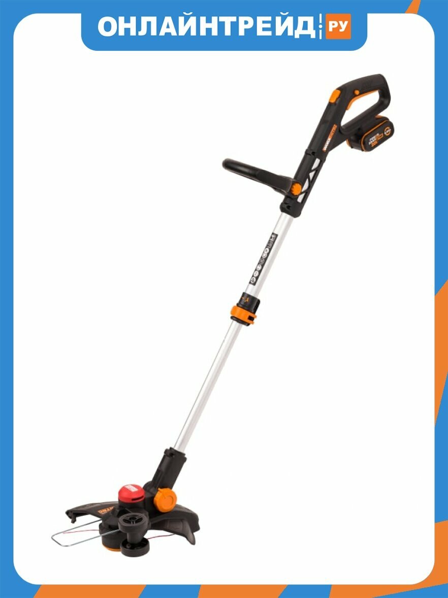 Триммер аккумуляторный Worx WG173E, 20В, 33см, 4Ач х1, ЗУ 2А