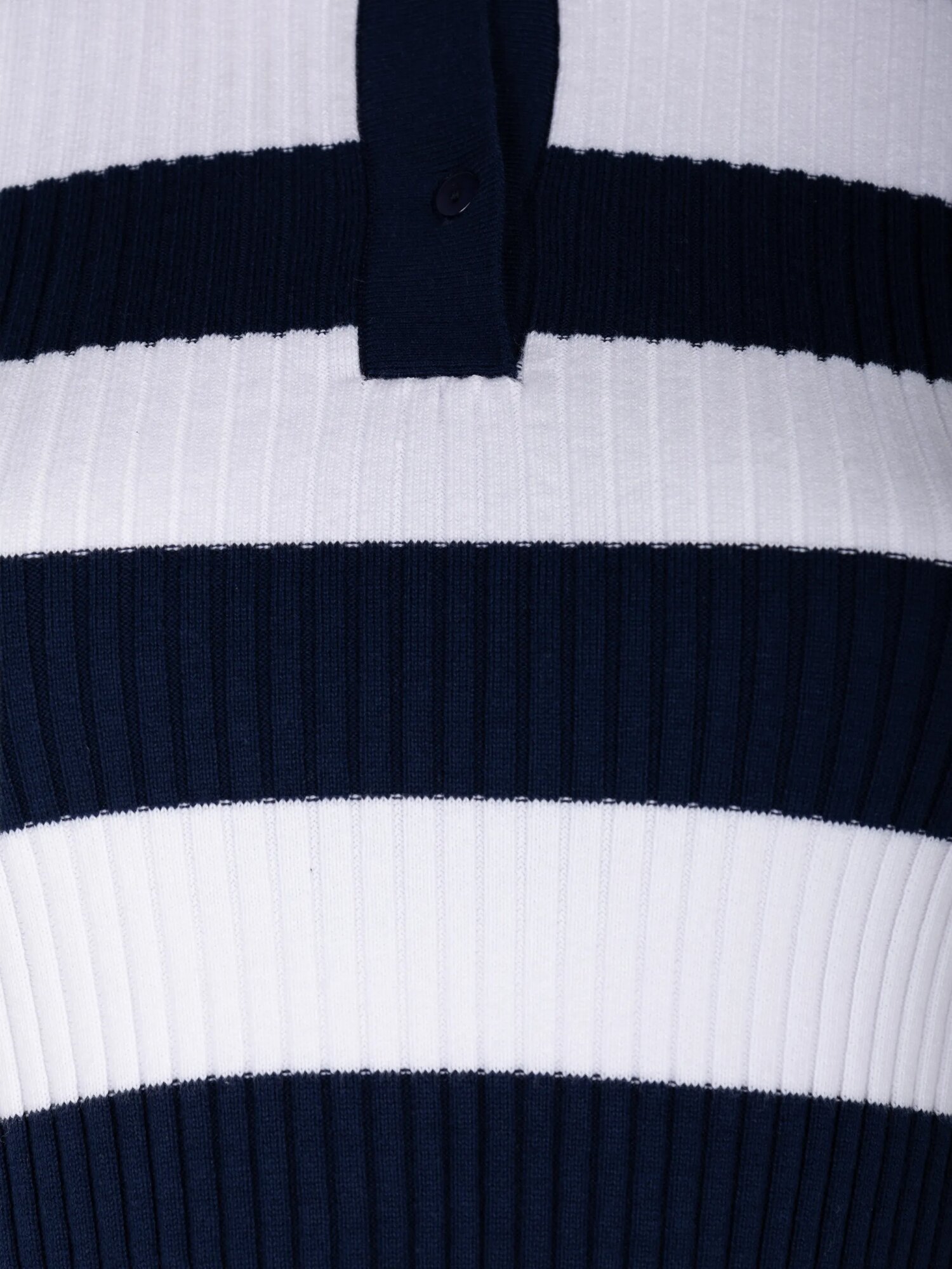 Топ DENIMIST Striped ribbed-knit polo top, размер 40 — фото 1