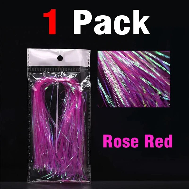 Gliss Strands 1 мм радужный тинсел для вязания мушек Розовый, 1Pack, Rose Red