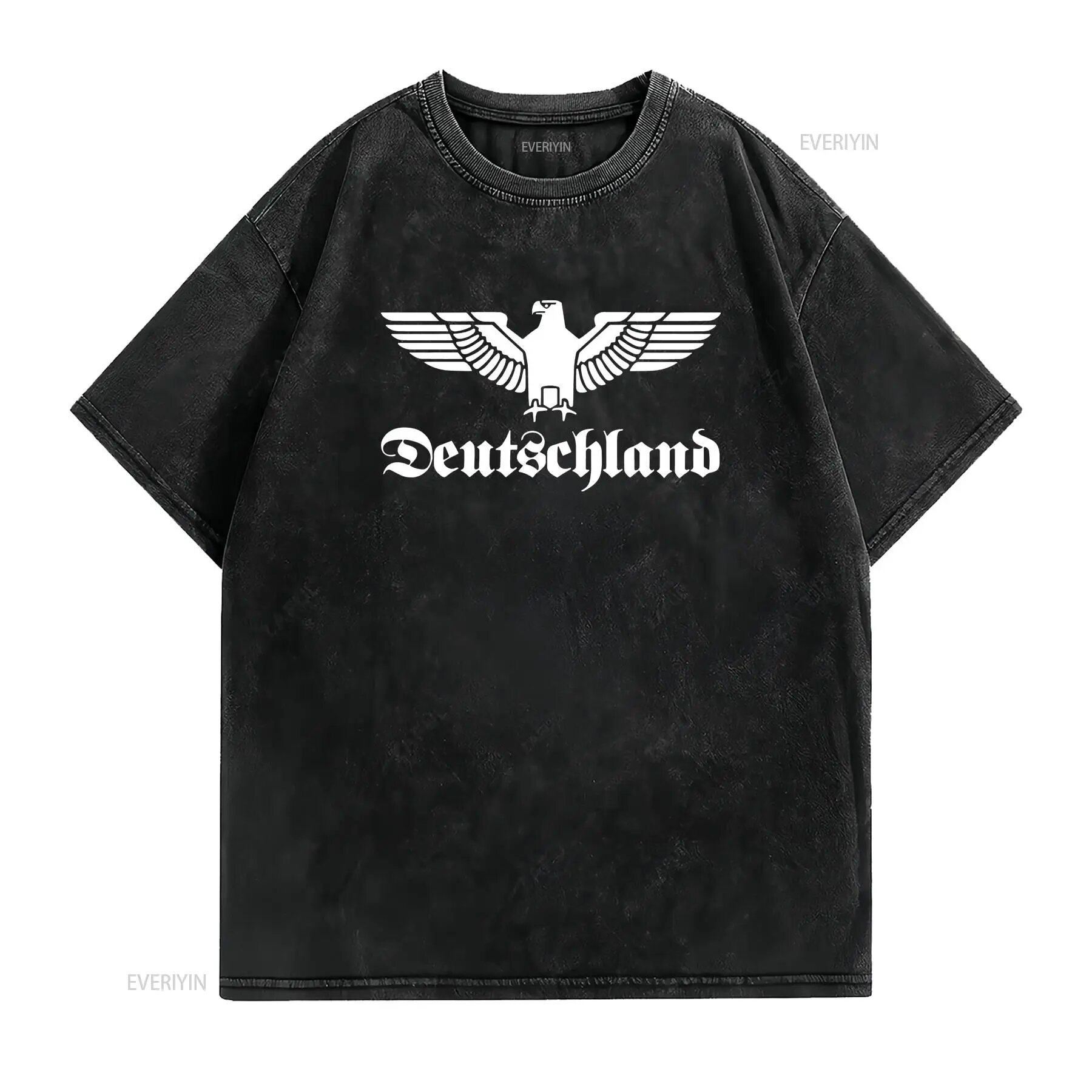 Футболка EWERIYIN Германия Орёл Хлопок XL, Черный, Washed Black
