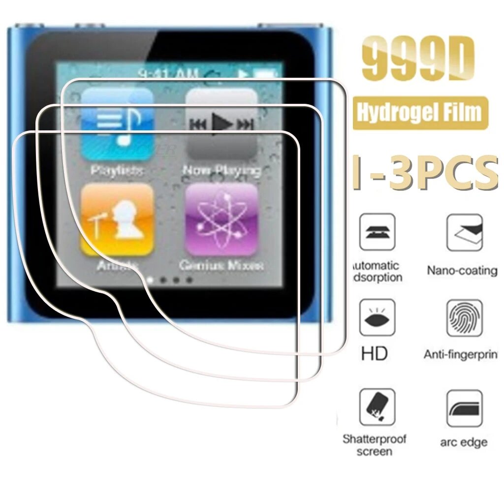 1-3 шт. для Apple iPhone iPod nano 6 8G, гидравлическая HD-пленка из мягкого гидрогеля, полная защитная пленка для экрана, защитный чехол