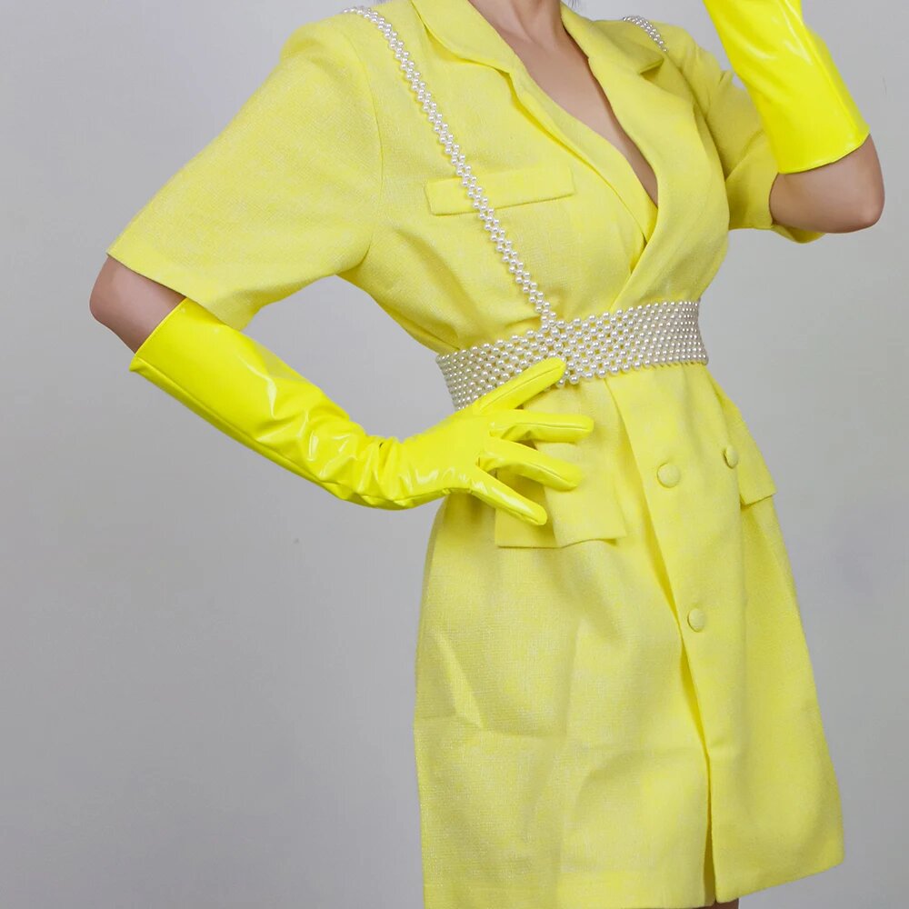 Лакированные перчатки Oytall для взрослых Желтый, yellow