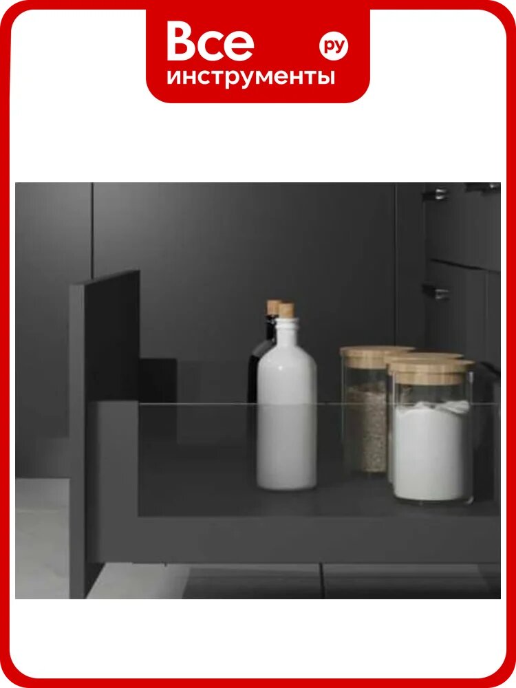 Комплект ящика MAKMART Индиго Стекло/Indigo Vetro H=175, L=450, отделка орион серый M-INDV. KCD.450. OG