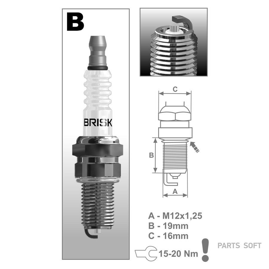 Свеча зажигания BRISK SILVER Moto / 1525 / BR14S / BRISK BR14S | цена за 1 шт