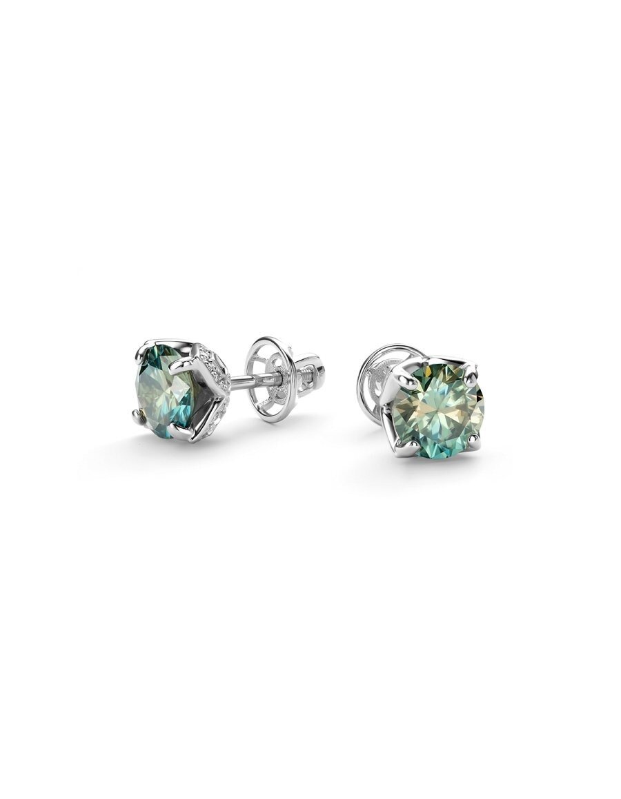 Серьги пусеты серебро, 925 проба, родирование