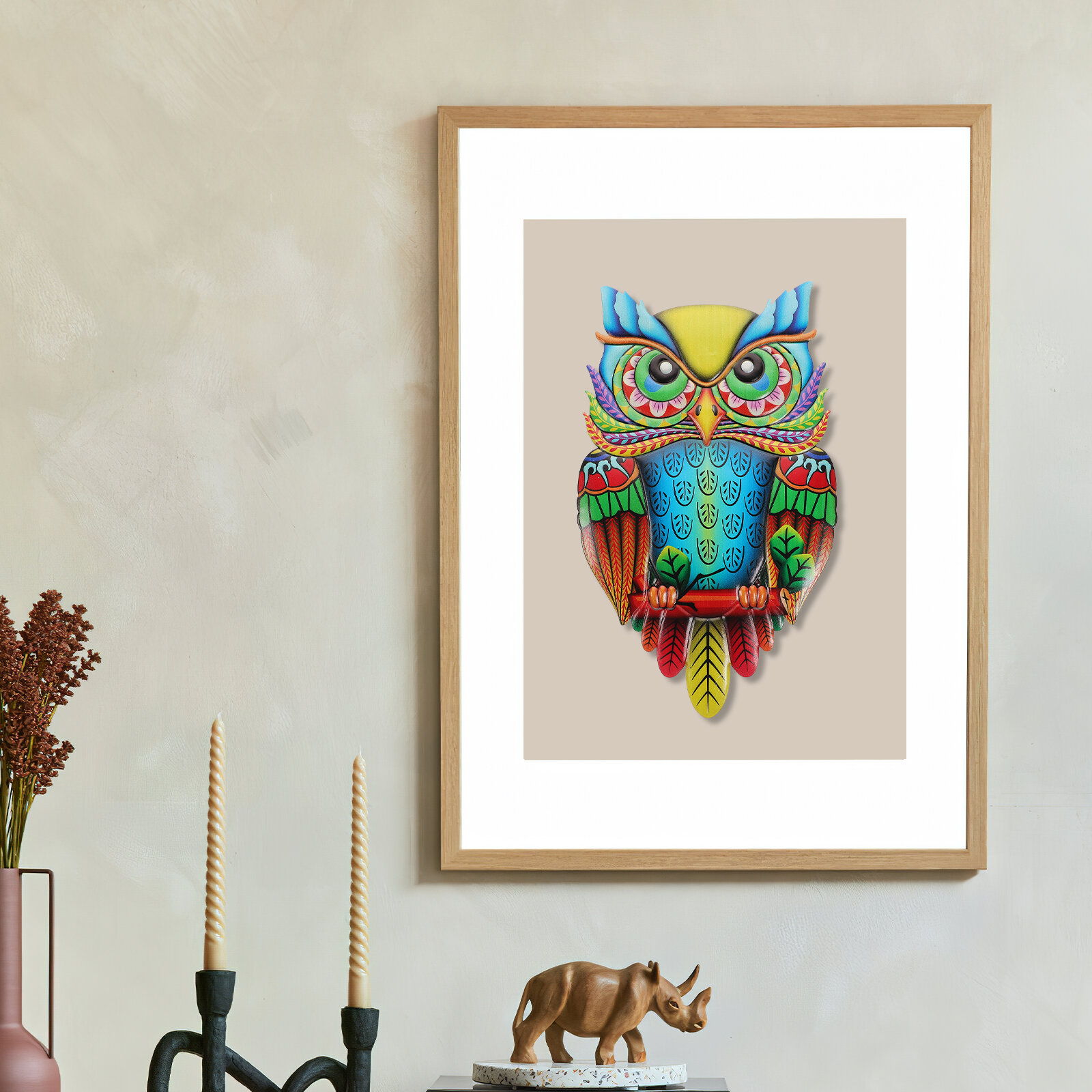 Декоративная Стена Сова Металлическая Скульптура 35.00X21.00X1.00Cm Синяя