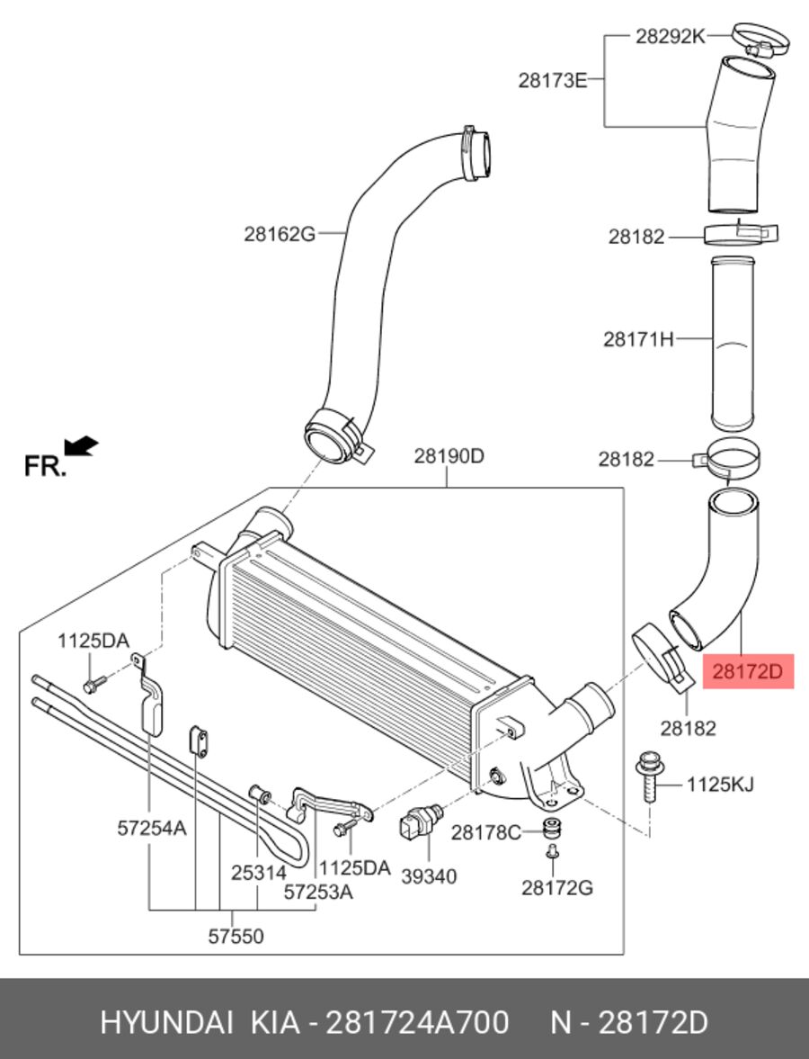 Патрубок интеркуллера org (Hyundai/Kia 281724A700)