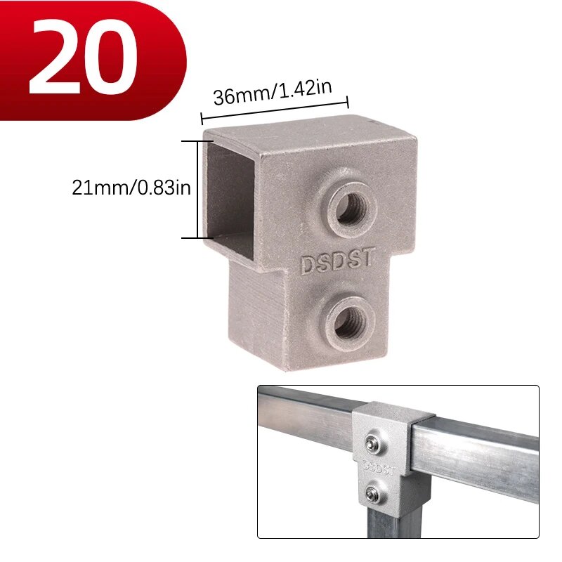 Алюминиевый угловой соединитель для квадратных труб 20x20/25x25/30x30 мм A5
