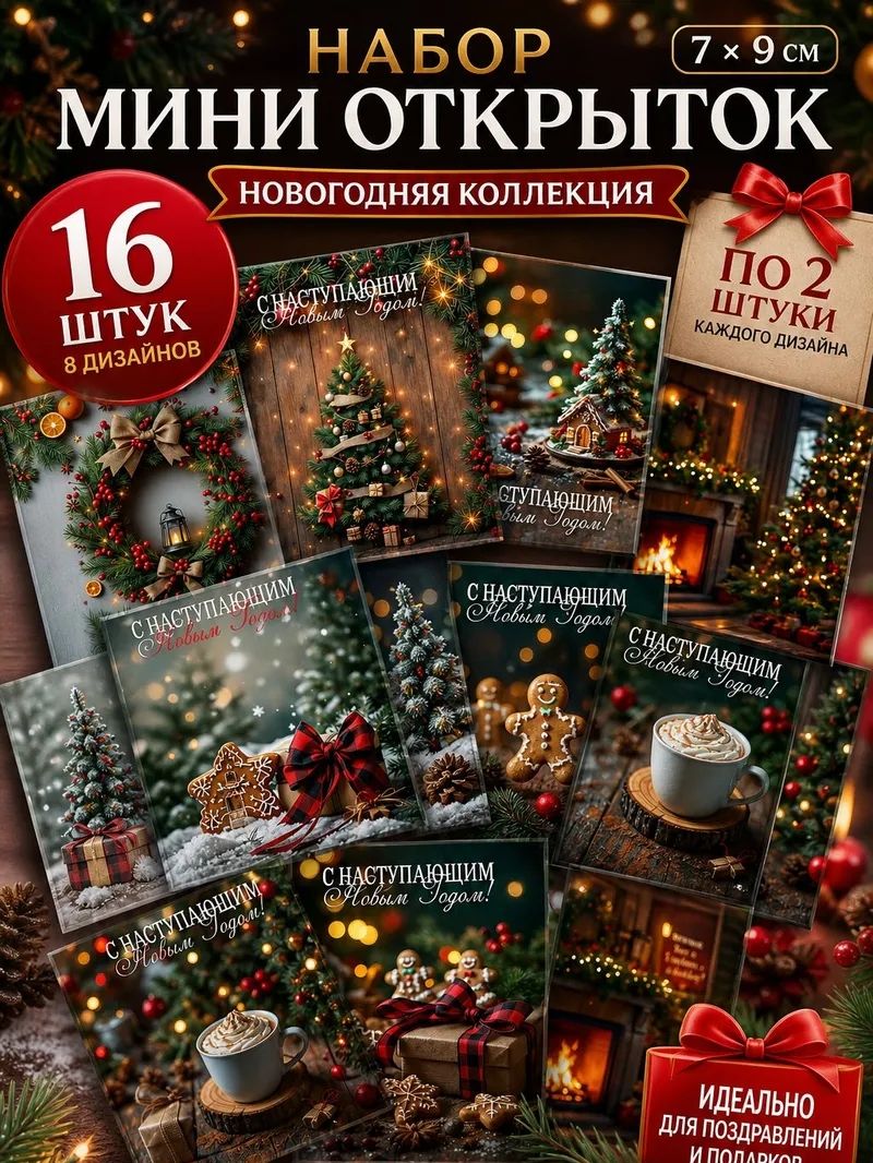 Набор новогодних мини открыток