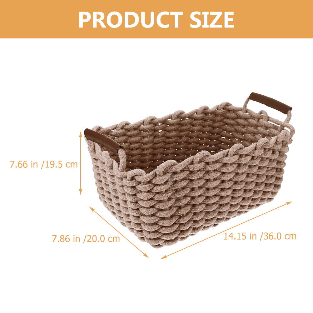 Khaki Woven Basket For Storage And Organization 36X20X19.5Cm