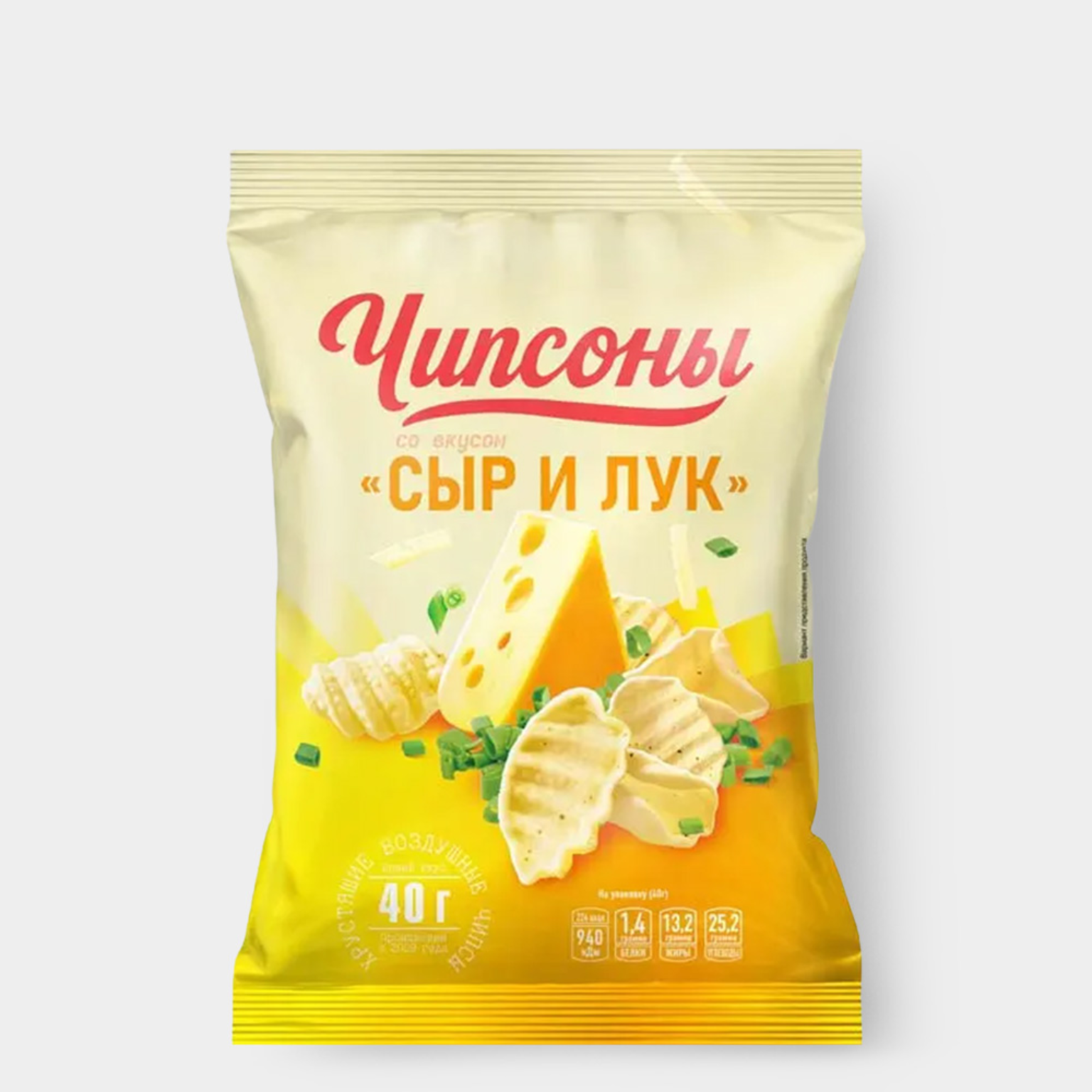 Чипсоны, чипсы со вкусом нежного сыра с луком, 40 г