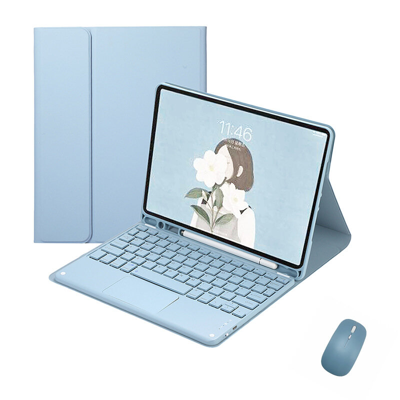 Туманно-голубой Чехол С Bluetooth Клавиатурой И Мышью Для Samsung Galaxy Tab S7 S8 S9 S9 FE S10 FE S10 Lite