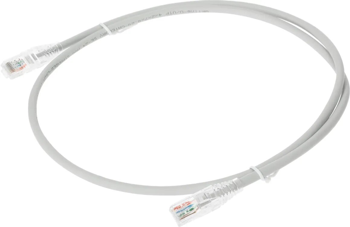 Патч-корд WRLINE вилка RJ-45, вилка RJ-45, кат.5E, LSZH, 1м, серый