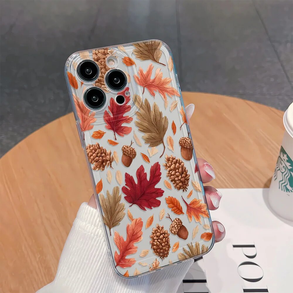 Чехол для телефона с осенними листьями для iPhone 17, 16, 15, 14, 13, Clear-WQFY12, For iphone 16