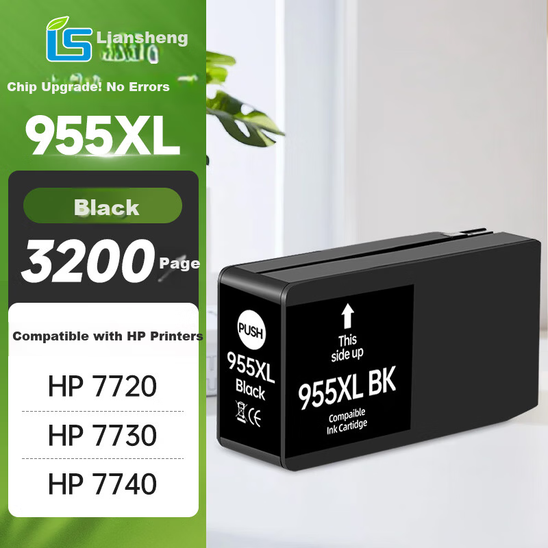 Черная высокопроизводительная чернильная картридж Liansheng 955XL для принтеров HP 7720 7730 7740 8720 8210 8710 8730