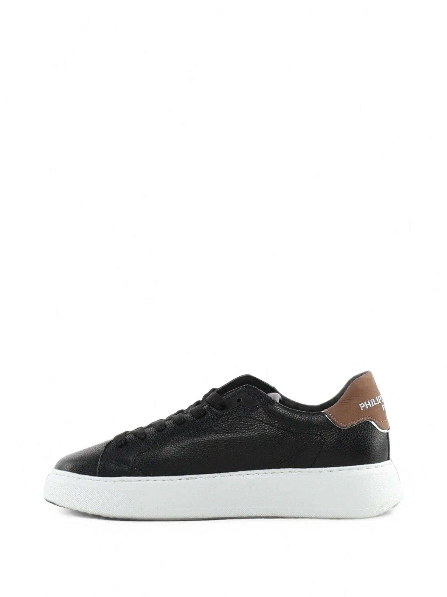 Кроссовки Philippe Model Temple logo-patch pebbled-leather sneakers, размер 41, черный — фото 1