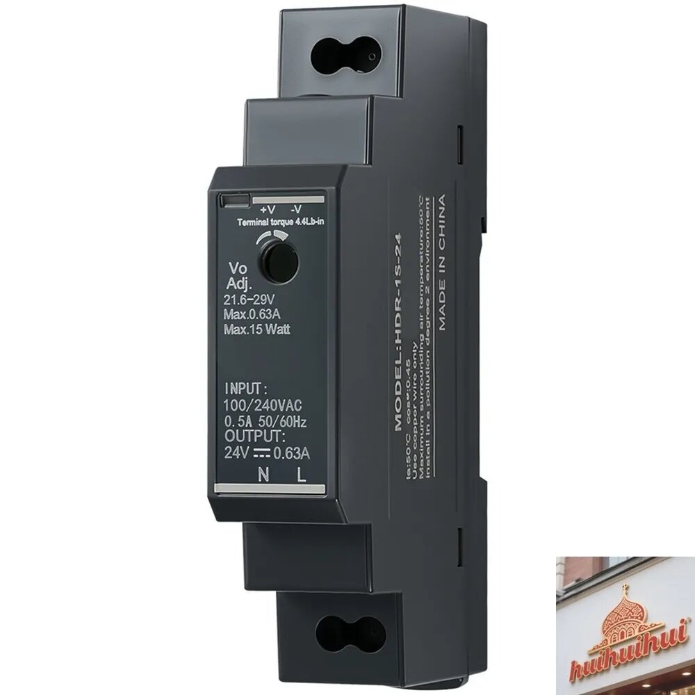 Блок Питания DIN Rail 24V DC 0.63A 15W 100-240V AC Для Автоматизации