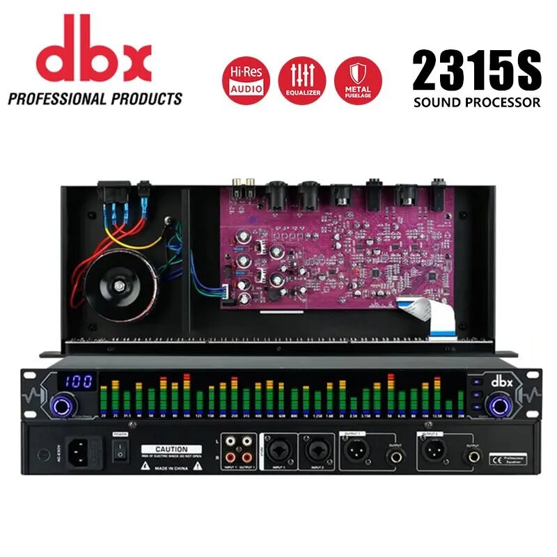 DBX 2315S Профессиональный 31-секционный цифровой эквалайзер, профессиональные ворота для снижения шума, аудиопроцессор для сценического выступления, анти-свистящий подавитель обратной связи
