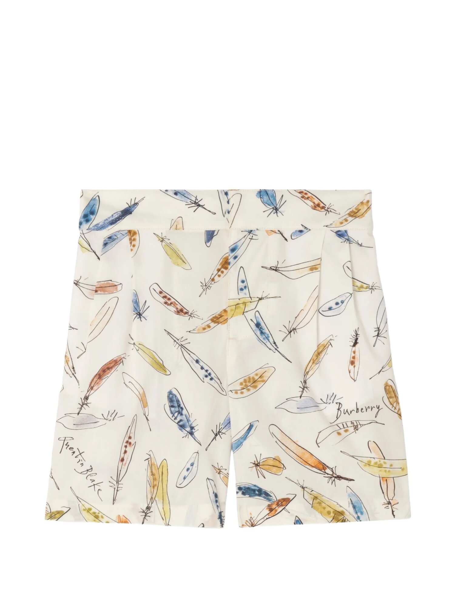 Шорты BURBERRY Feather-print cotton shorts