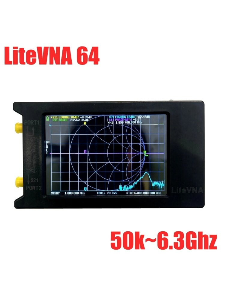 LiteVNA64 50kHz 6,3 ГГЦ-анализатор векторной сети для антенны с короткими волнами MF HF VH 4 - дюймовым экраном