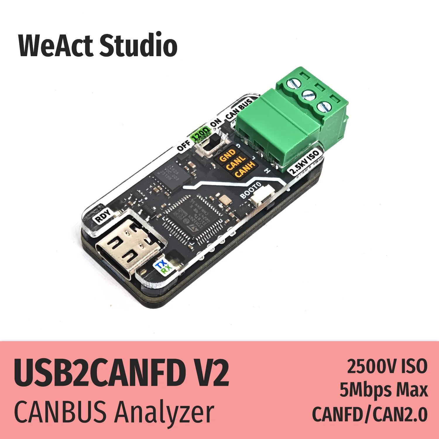 WeAct Studio USB2CANFD V2 CANBUS Анализатор — фото 1