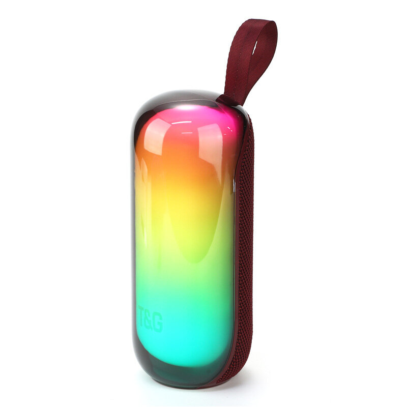 Портативный беспроводной динамик с RGB-подсветкой, мини-басом, слотом для карты - Бордовый