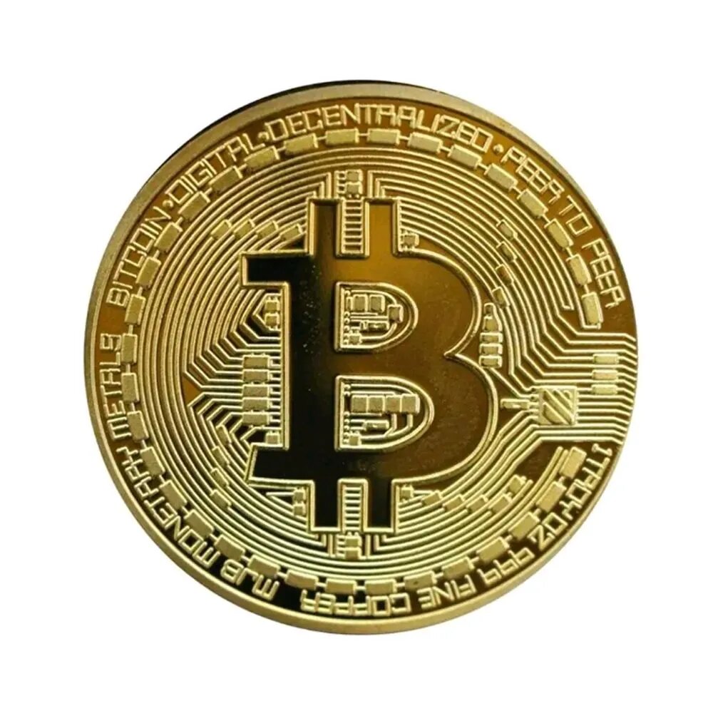 Сувенирная монета Биткоин (Bitcoin) BTC, золотой. 3мм монетка биткойн Металлическая имитация антиквариата Подарок