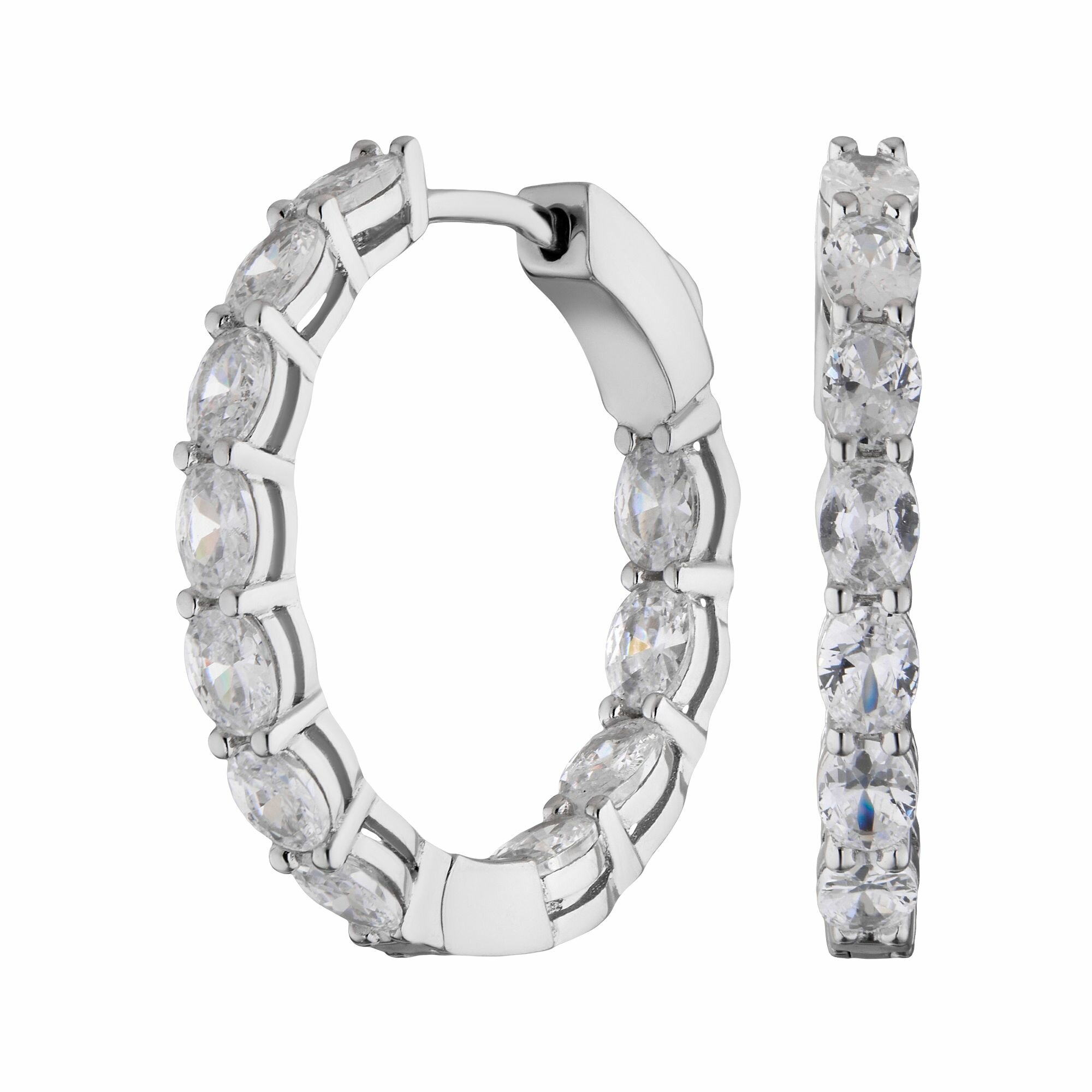 Серьги серебряные 925 кольца конго женские с фианитами