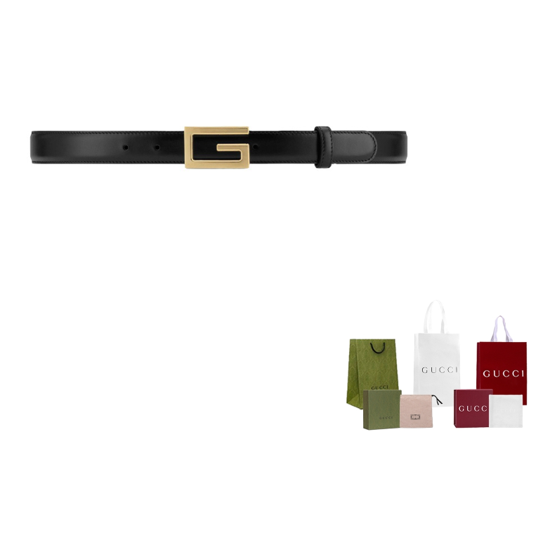 GUCCI Square G Металлические Кожаные Ремни Унисекс Черный Коричневый Ширина Тела 2,5 см 95