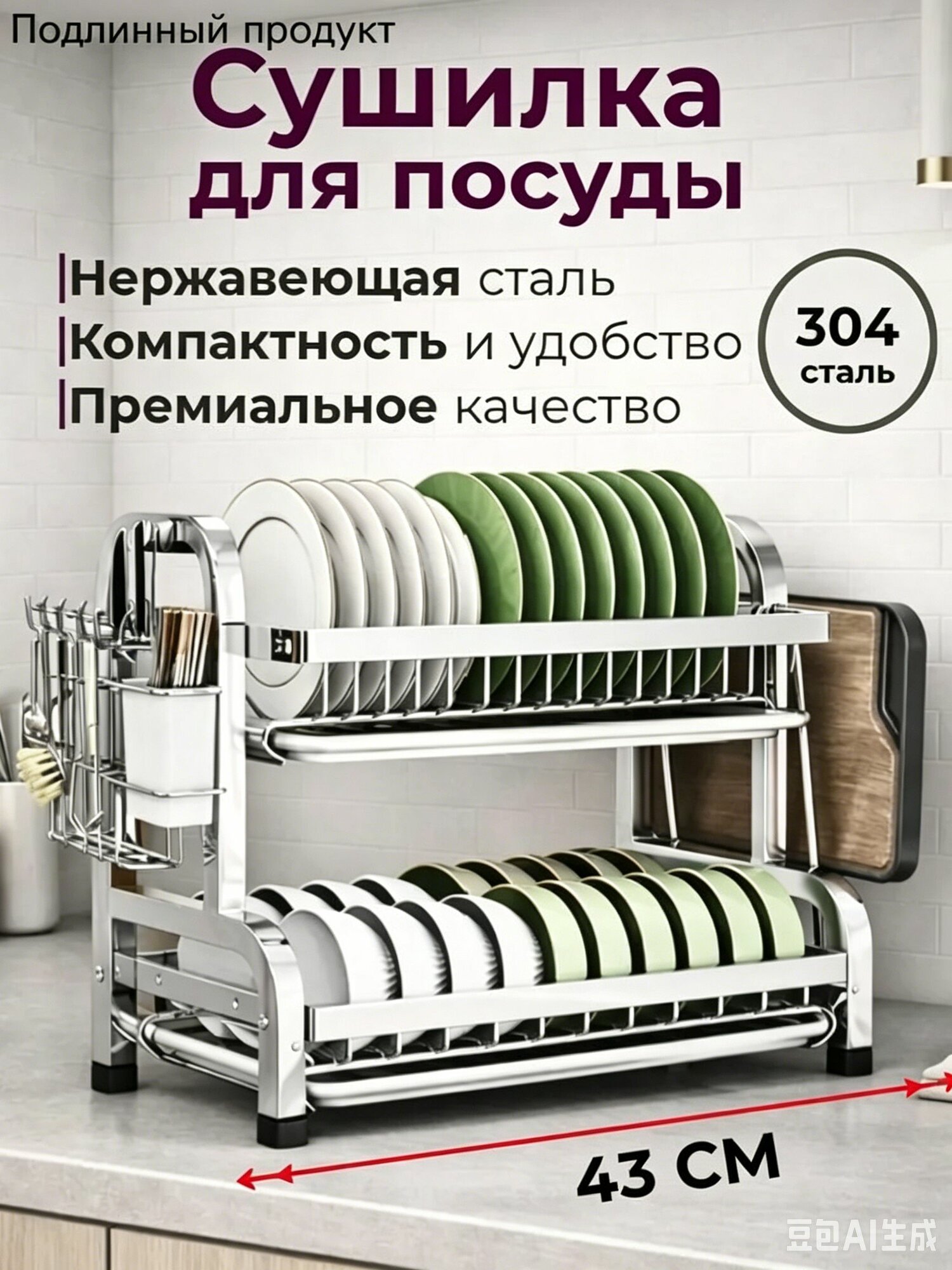 Поддон для сушилки посуды, 43 см х 23.5 см х 39 см